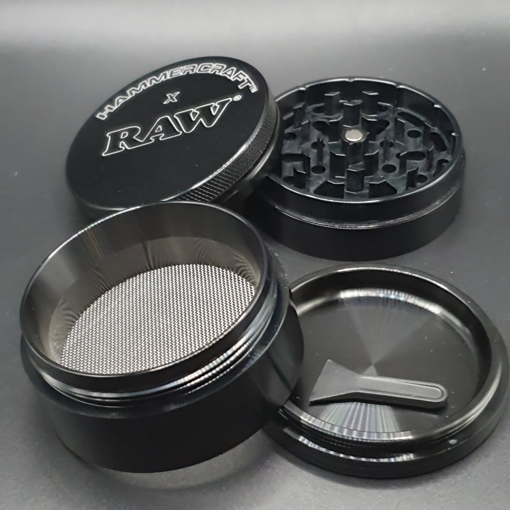 Hammercraft x RAW Aluminium Grinder - 4 Piece - Large 61mm - Black ... Hammercraft x RAW Aluminium Grinder - 4 Piece - Large 61mm - Black ...