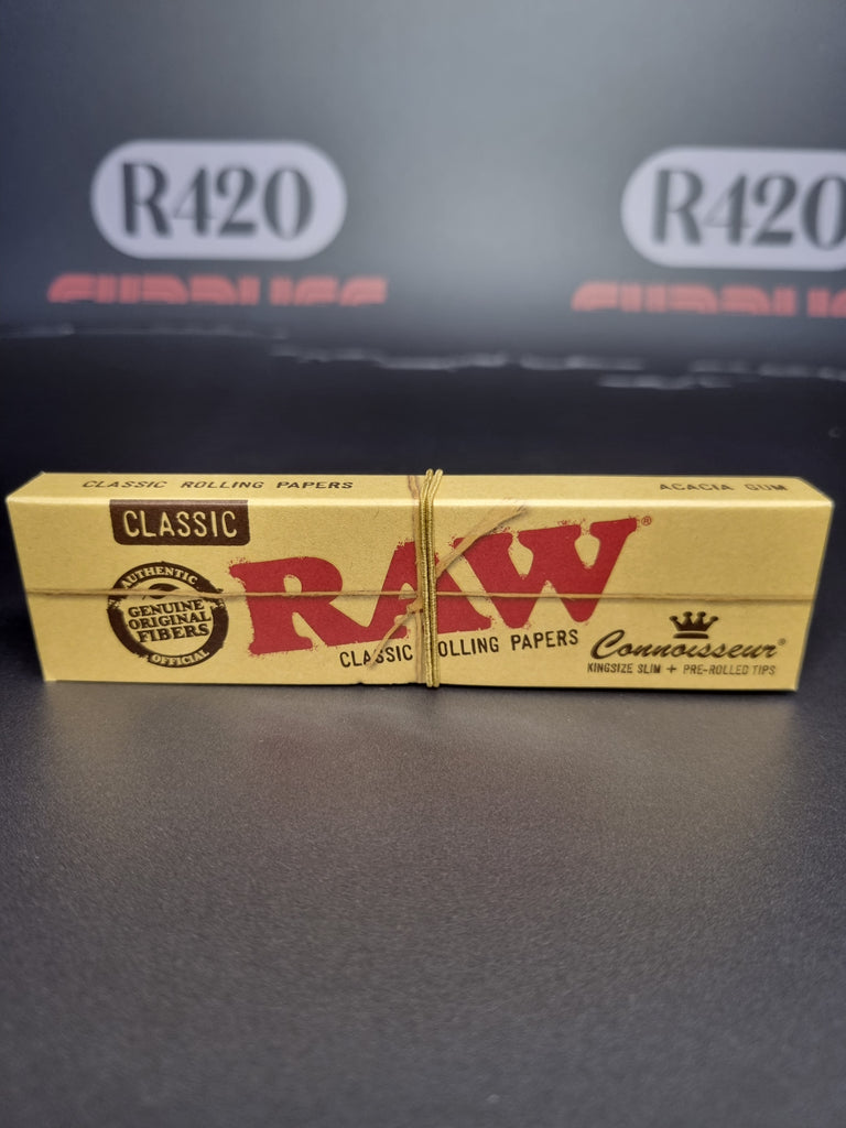 RAW Classic Connoisseur King Size Slim & PRE-ROLLED Tips – R420 Supplies